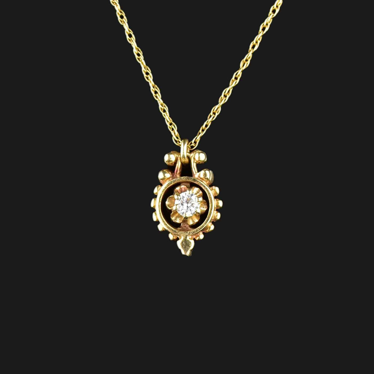 Vintage 14K Gold Buttercup Diamond Pendant Necklace – Boylerpf