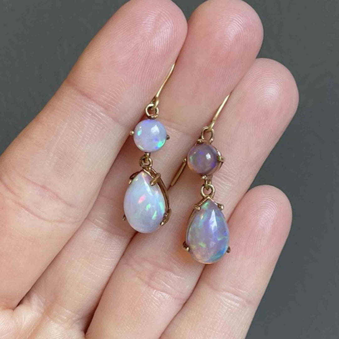 Vintage Gold Opal Drop Earrings – Boylerpf