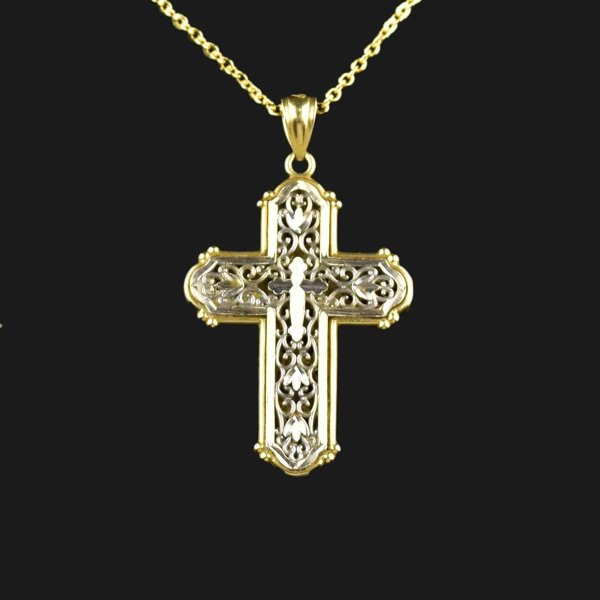 14K Gold Two Tone Reversible Cross Pendant Necklace – Boylerpf