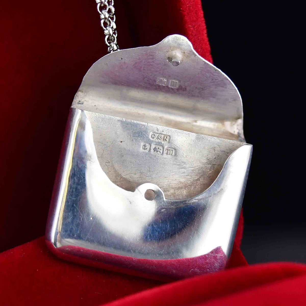Antique Edwardian Silver Stamp Holder Fob Pendant Necklace – Boylerpf