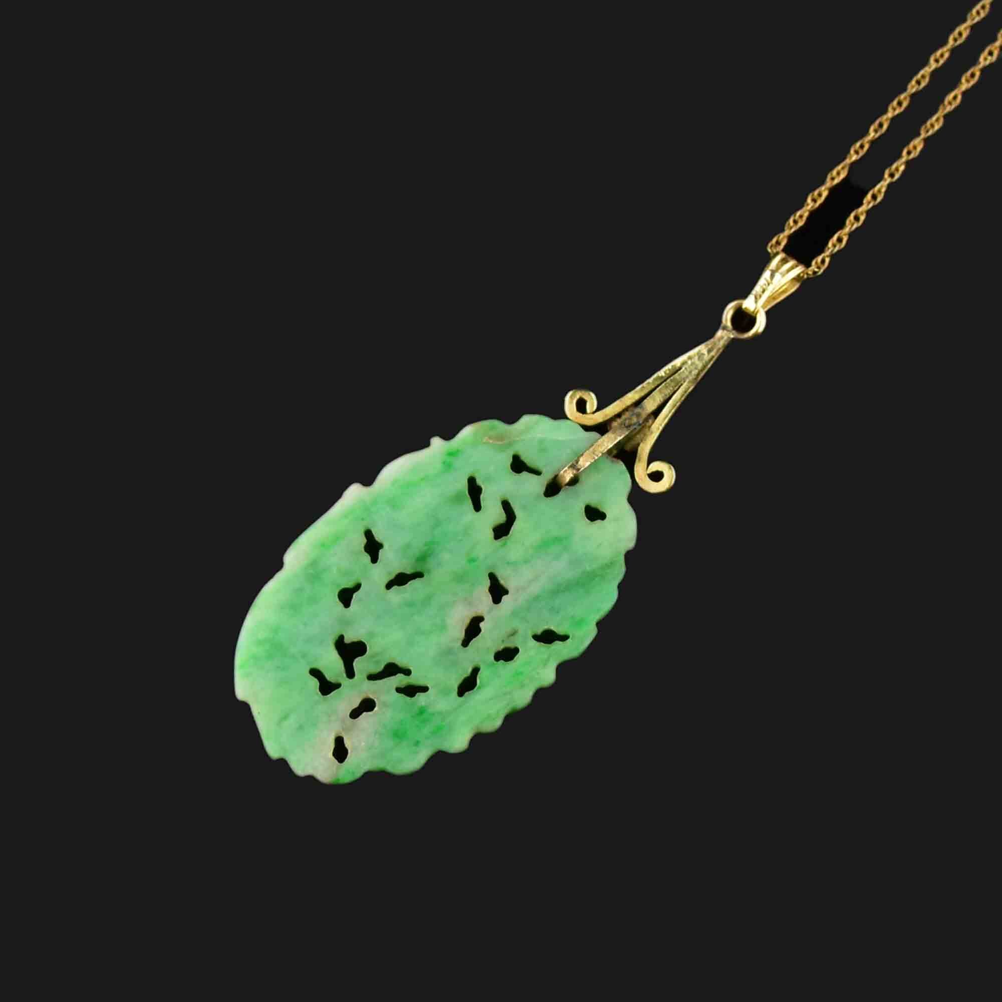 14K Gold Carved Jade Pendant Necklace – Boylerpf