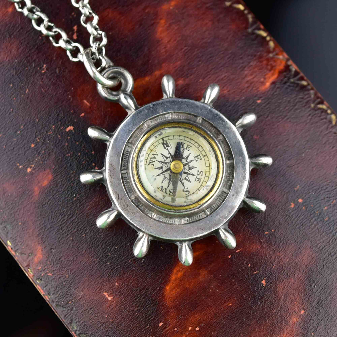 Vintage Sterling Silver Working Compass Fob Necklace – Boylerpf
