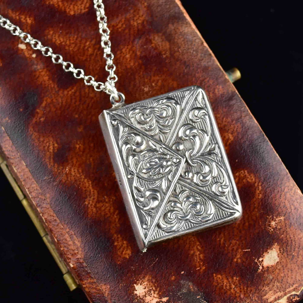 Antique Silver Stamp Holder Fob Pendant Necklace – Boylerpf