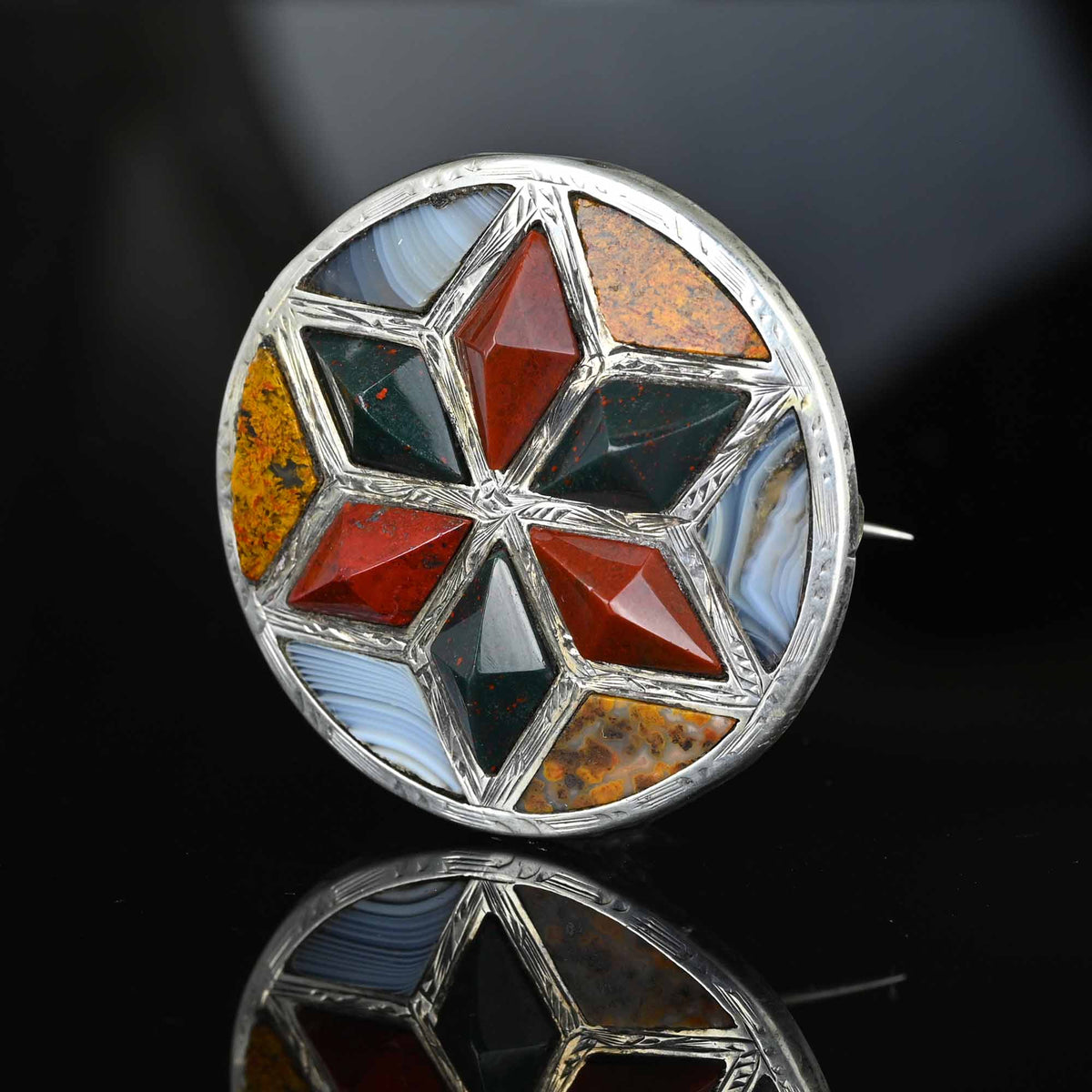 Antique Victorian Silver Scottish Agate Star Pebble Brooch – Boylerpf