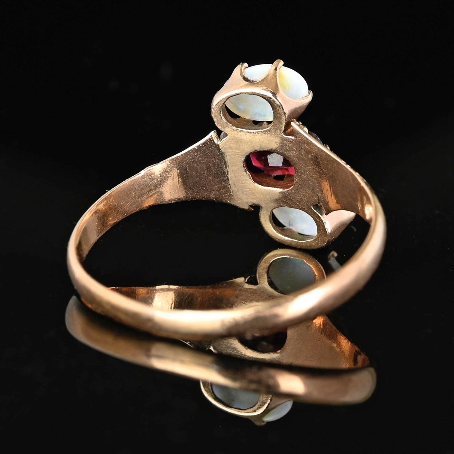 Antique Gold Three Stone Opal Rose Cut Garnet Ring – Boylerpf