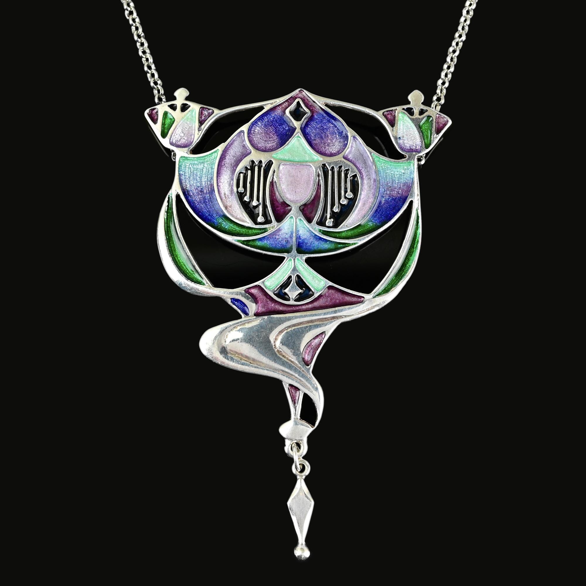 Pat Cheney Art Nouveau Style Enamel Brooch Pendant – Boylerpf