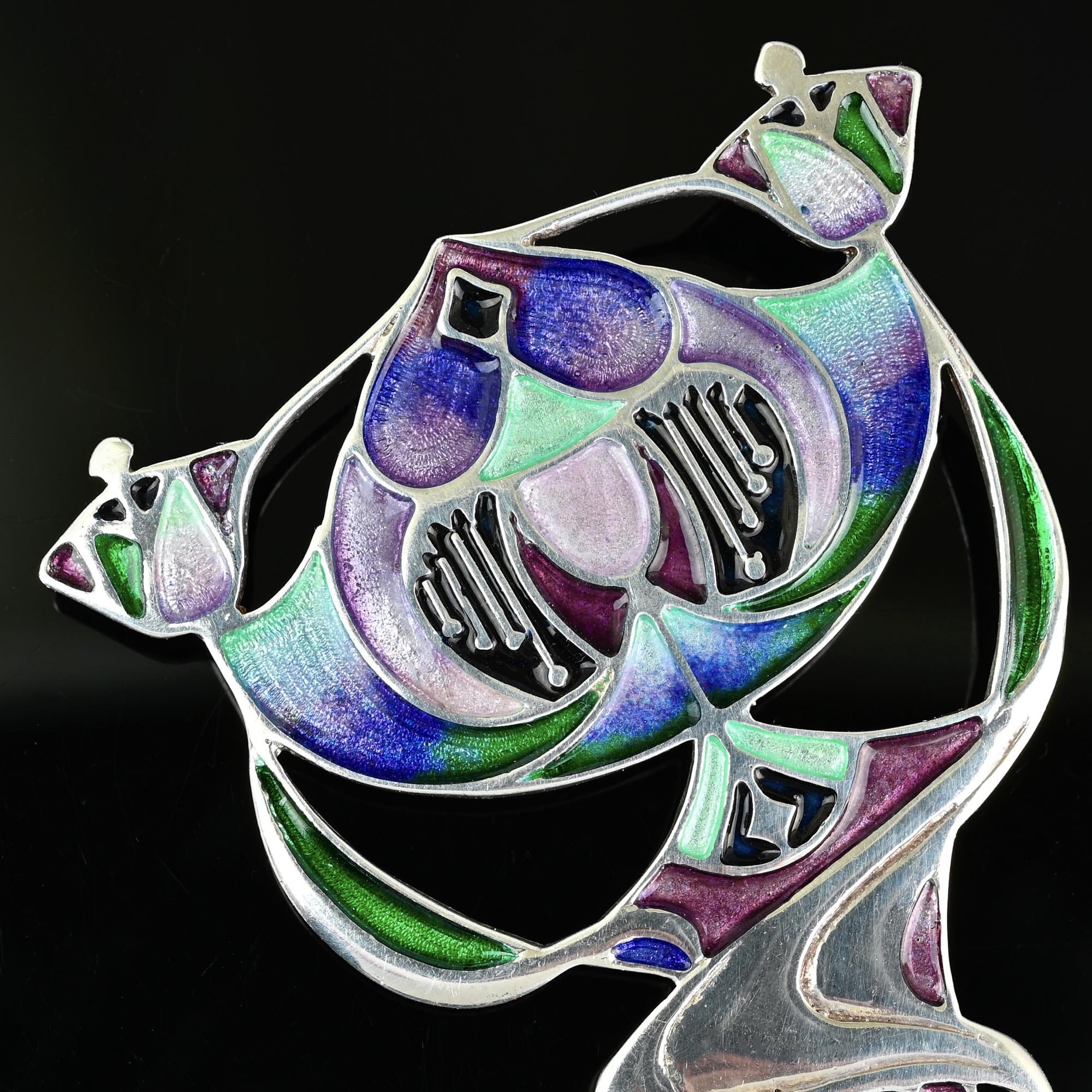 Pat Cheney Art Nouveau Style Enamel Brooch Pendant – Boylerpf