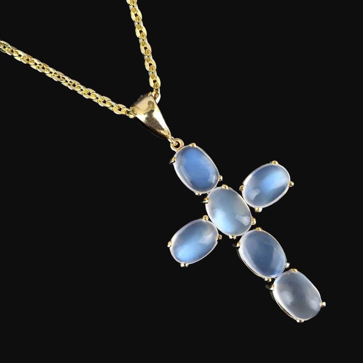 Vintage Cabochon Moonstone Cross Pendant in 14K Gold – Boylerpf