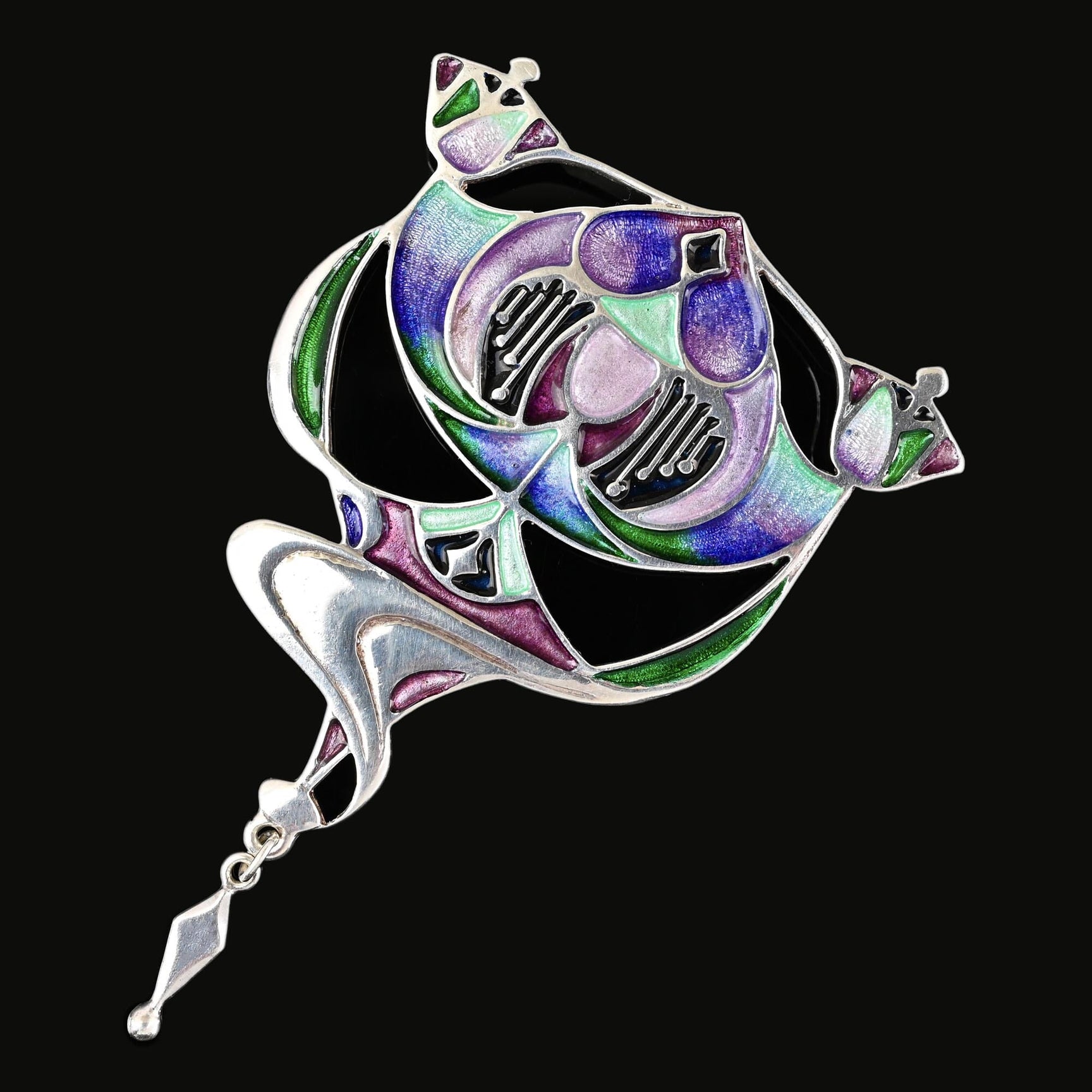 Pat Cheney Art Nouveau Style Enamel Brooch Pendant – Boylerpf