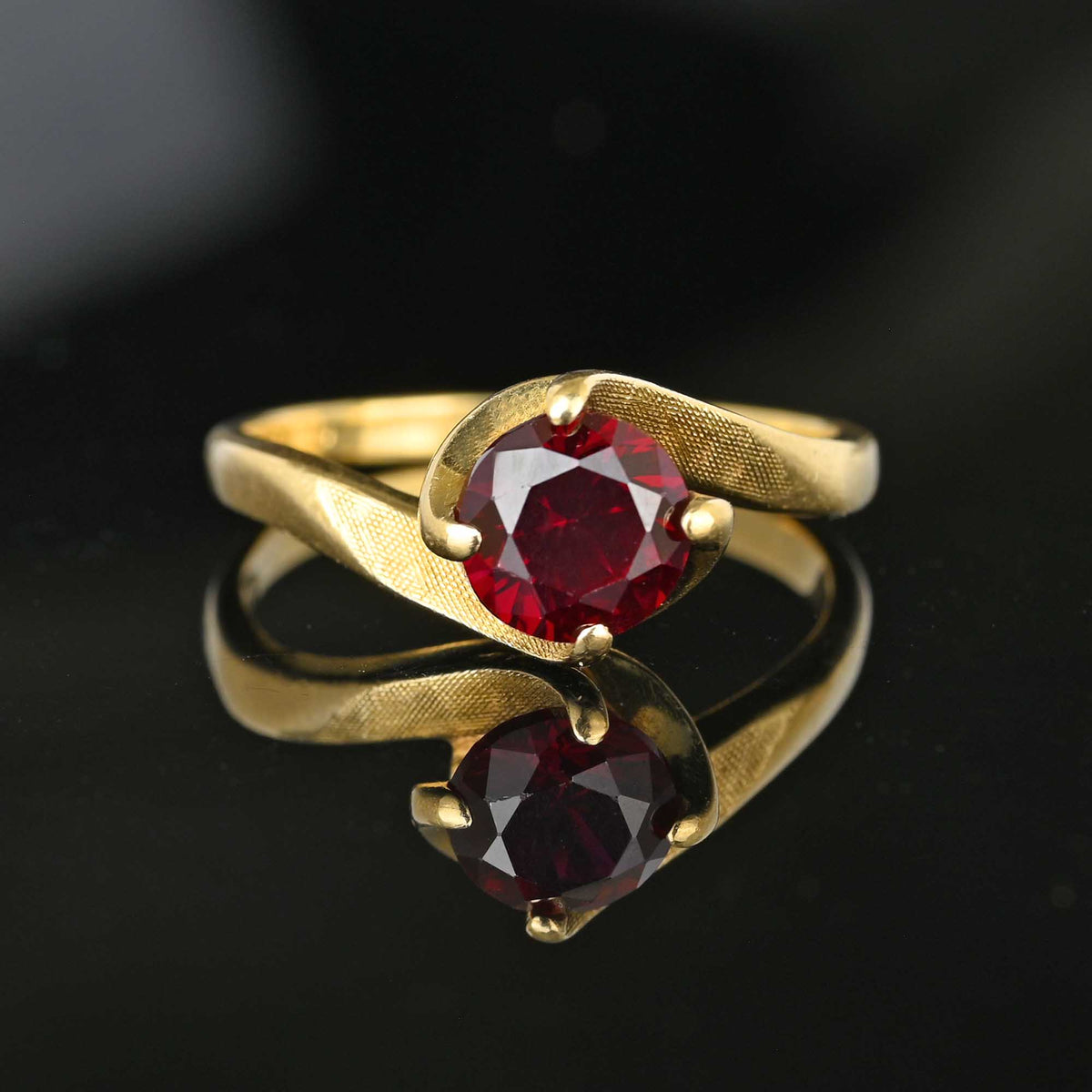 Vintage 10K Gold Bypass Ruby Solitaire Ring – Vintage & Antique Jewelry ...