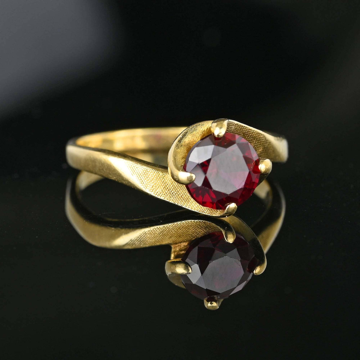 Vintage 10K Gold Bypass Ruby Solitaire Ring – Vintage & Antique Jewelry ...