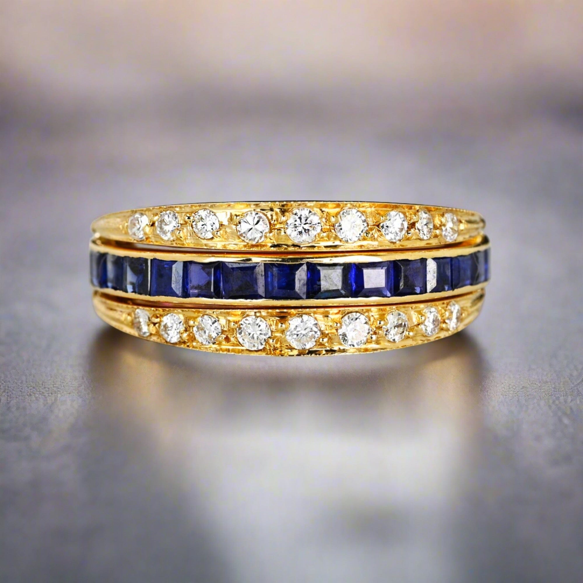 Art Deco 18K Gold Diamond Sapphire Ruby Flip Ring – Boylerpf