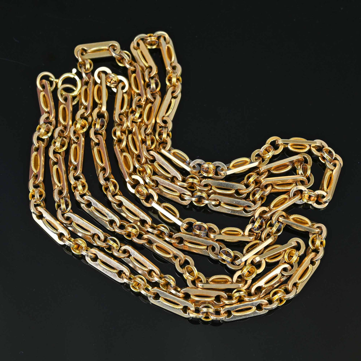 Antique Fancy Link 14K Gold Chain Necklace, 40.9 gms – Boylerpf