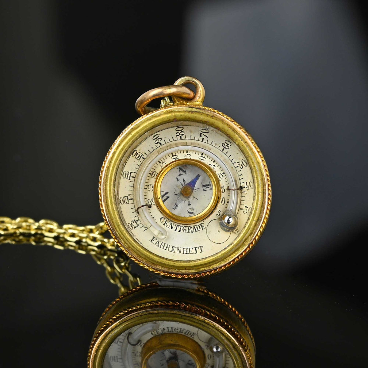 Antique 18K Gold Thermometer Compass Fob Pendant – Boylerpf