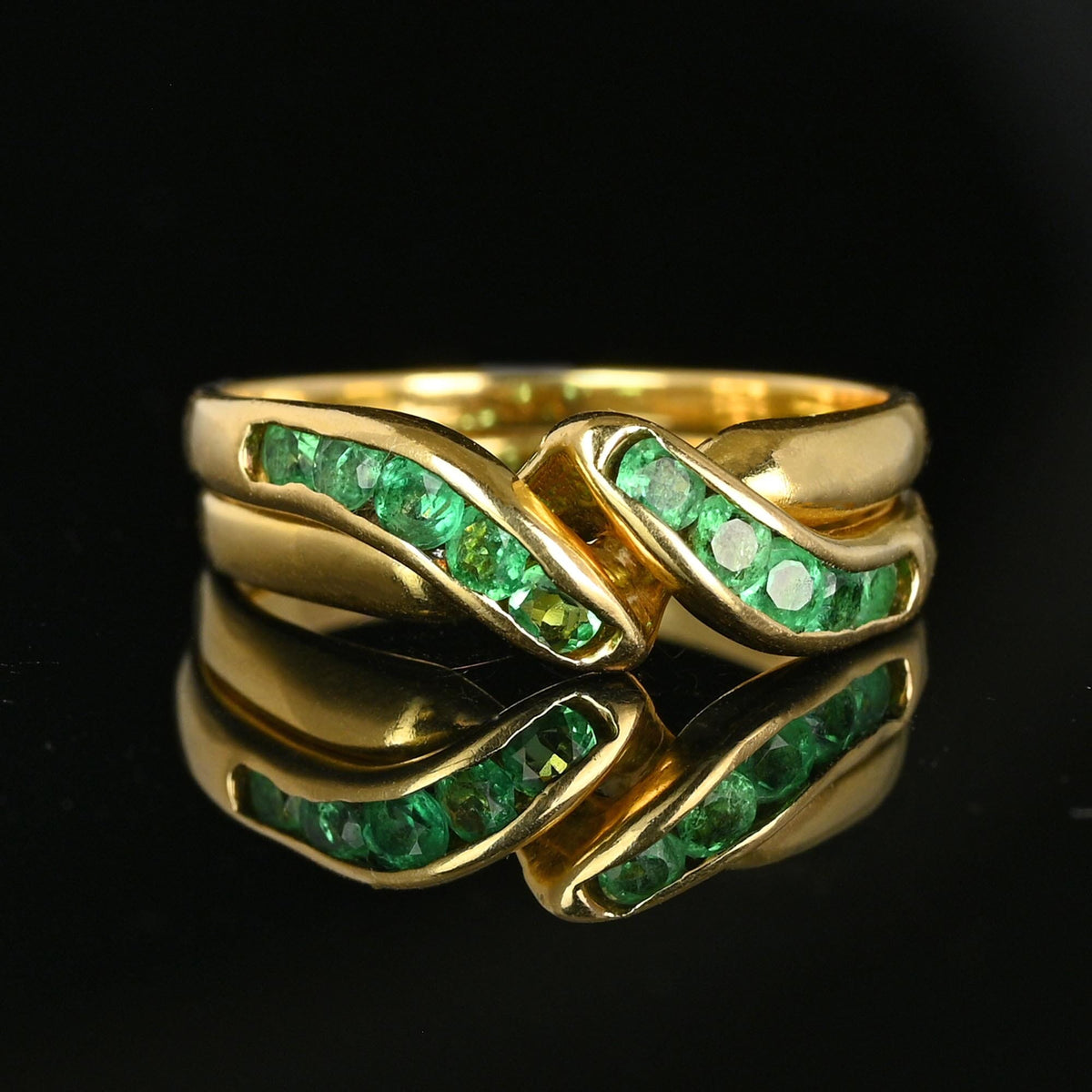 Vintage 18K Gold Double Band Emerald Puzzle Ring – Boylerpf