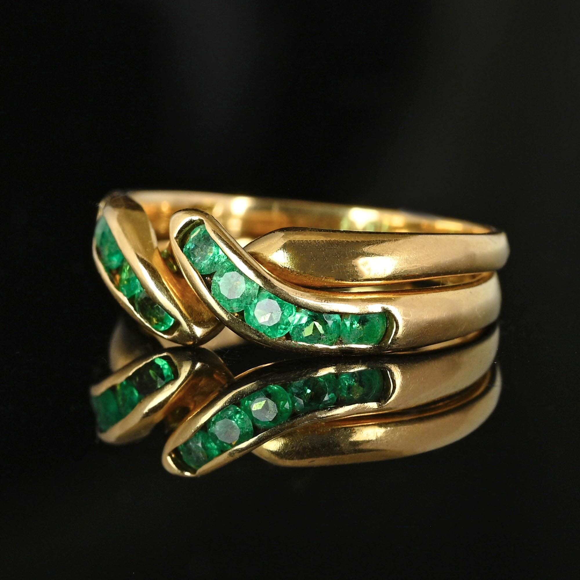 Vintage 18K Gold Double Band Emerald Puzzle Ring – Boylerpf