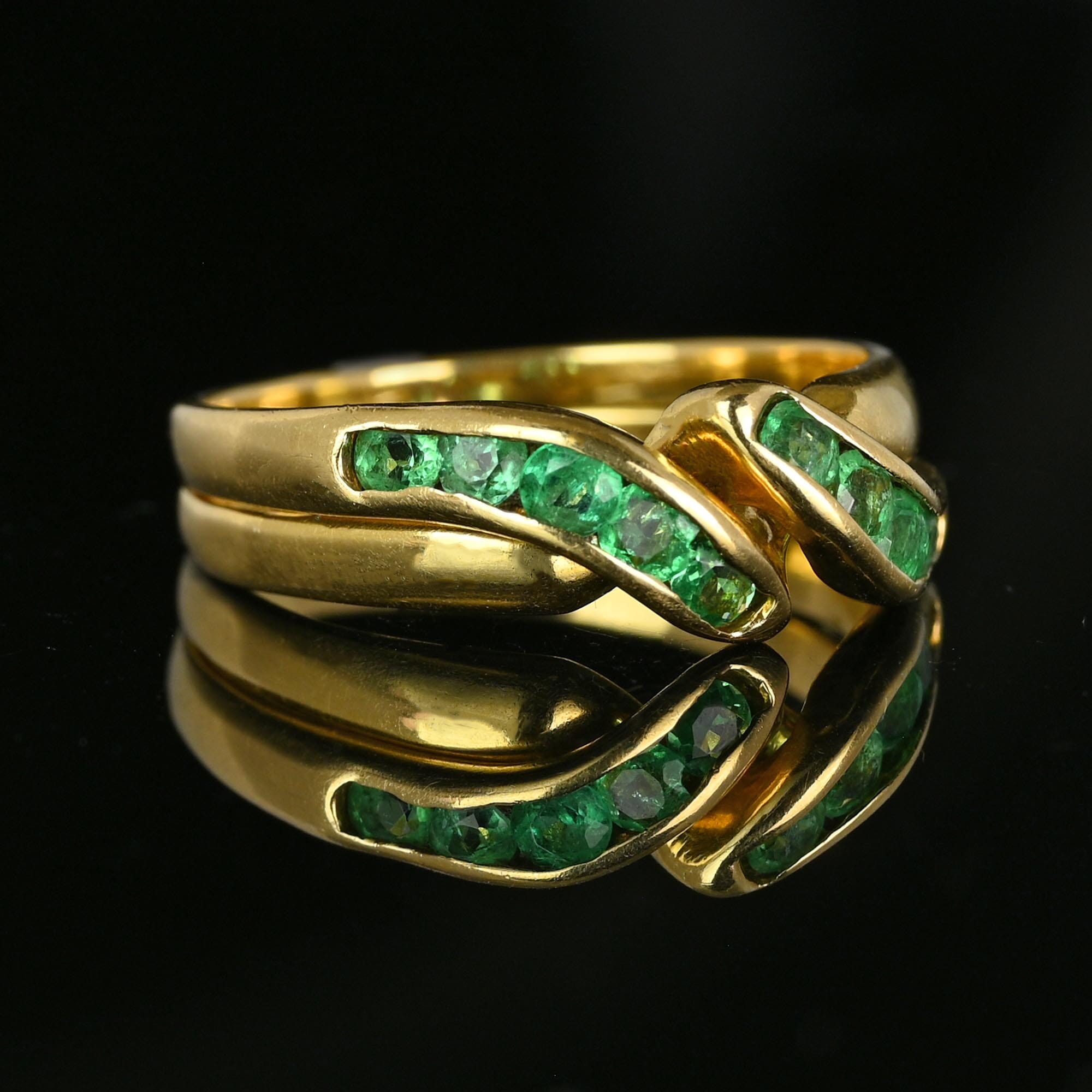Vintage 18K Gold Double Band Emerald Puzzle Ring – Boylerpf