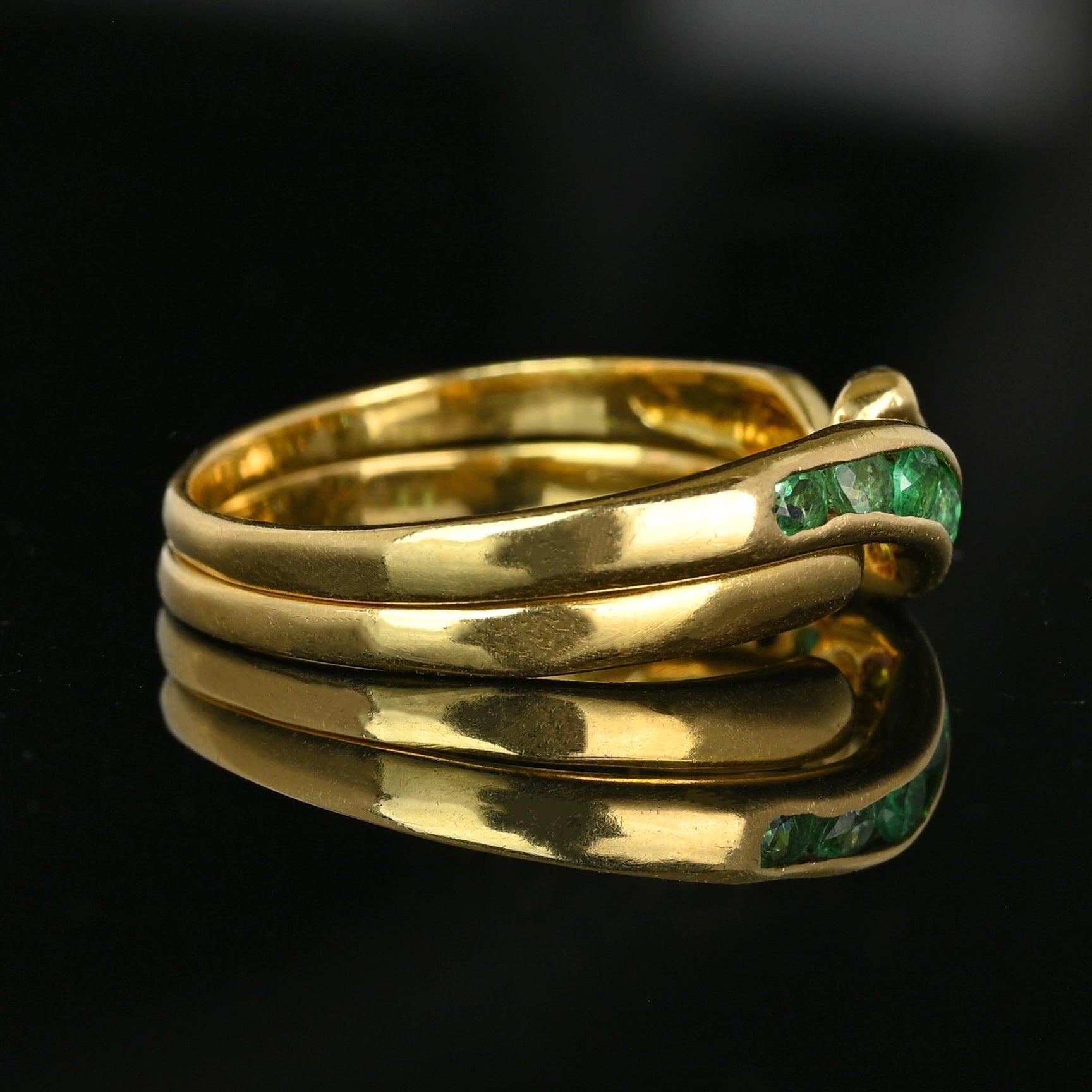 Vintage 18K Gold Double Band Emerald Puzzle Ring – Boylerpf