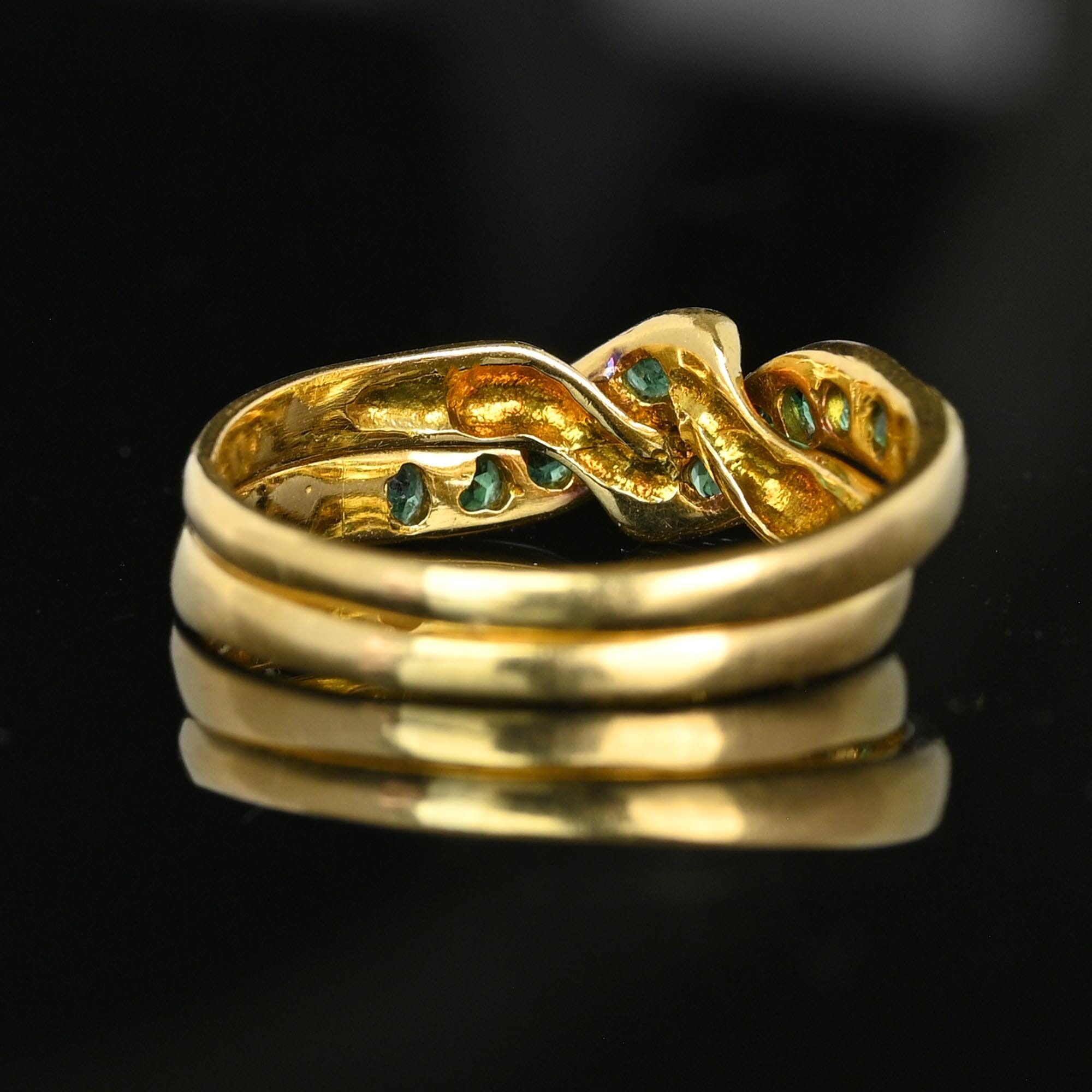 Vintage 18K Gold Double Band Emerald Puzzle Ring – Boylerpf