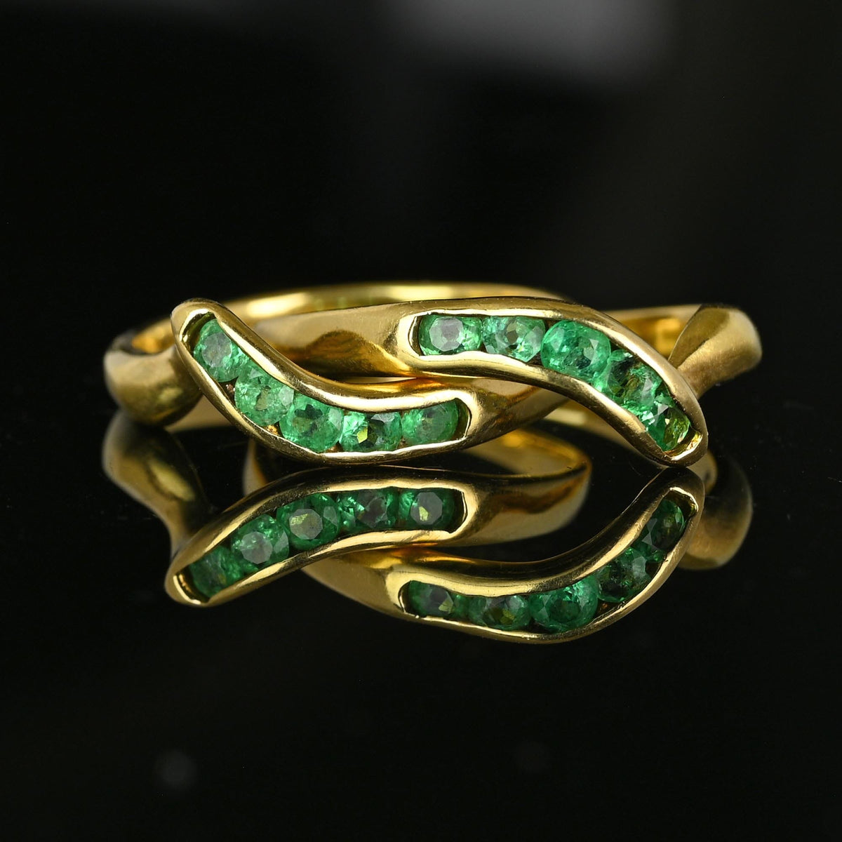 Vintage 18K Gold Double Band Emerald Puzzle Ring – Boylerpf
