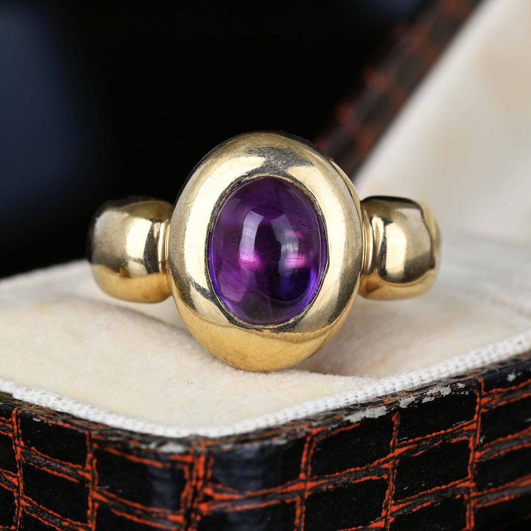Vintage Domed Amethyst Cabochon Ring in Gold – Boylerpf