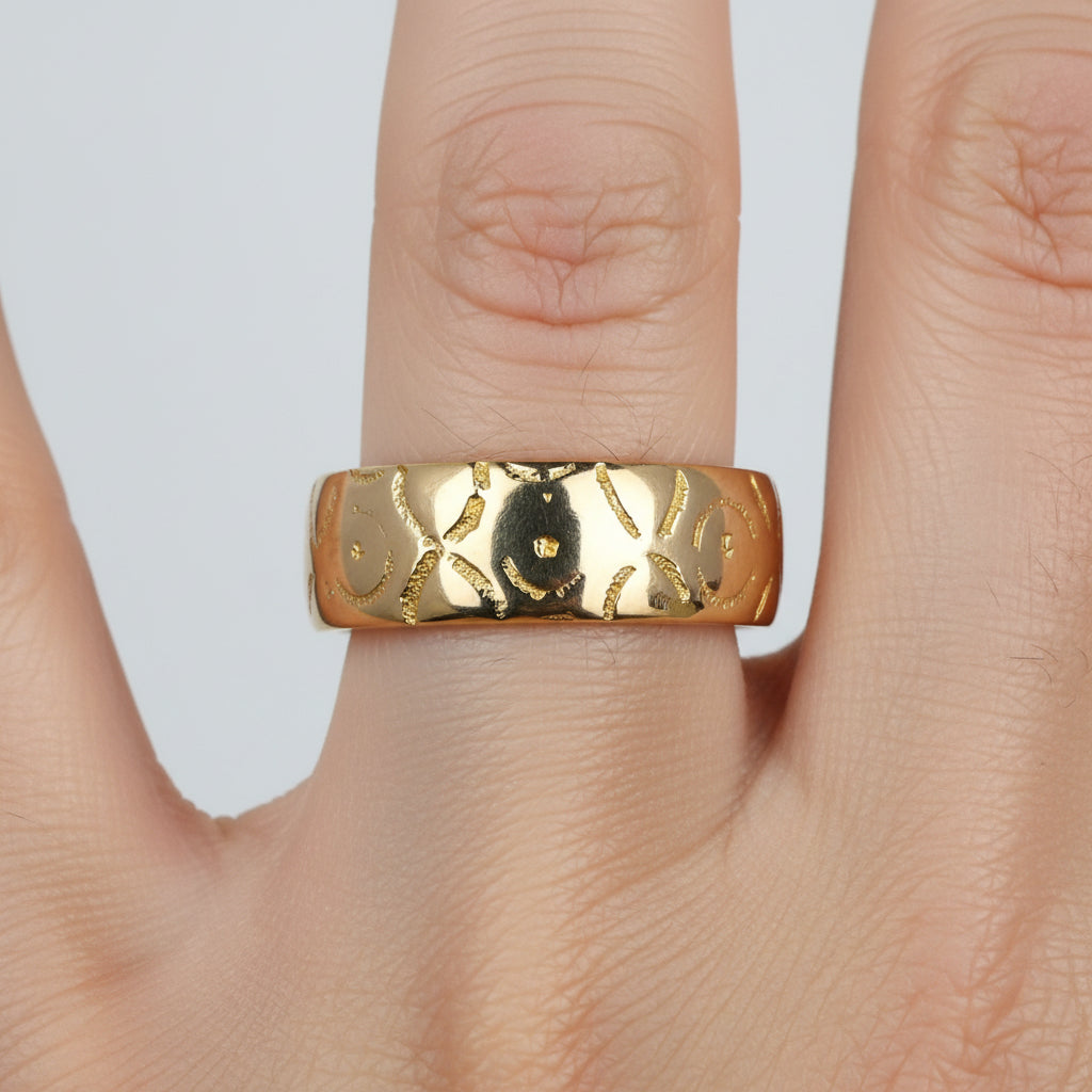 Antique Victorian Forget Me Not Engraved 18K Gold Ring Band – Boylerpf