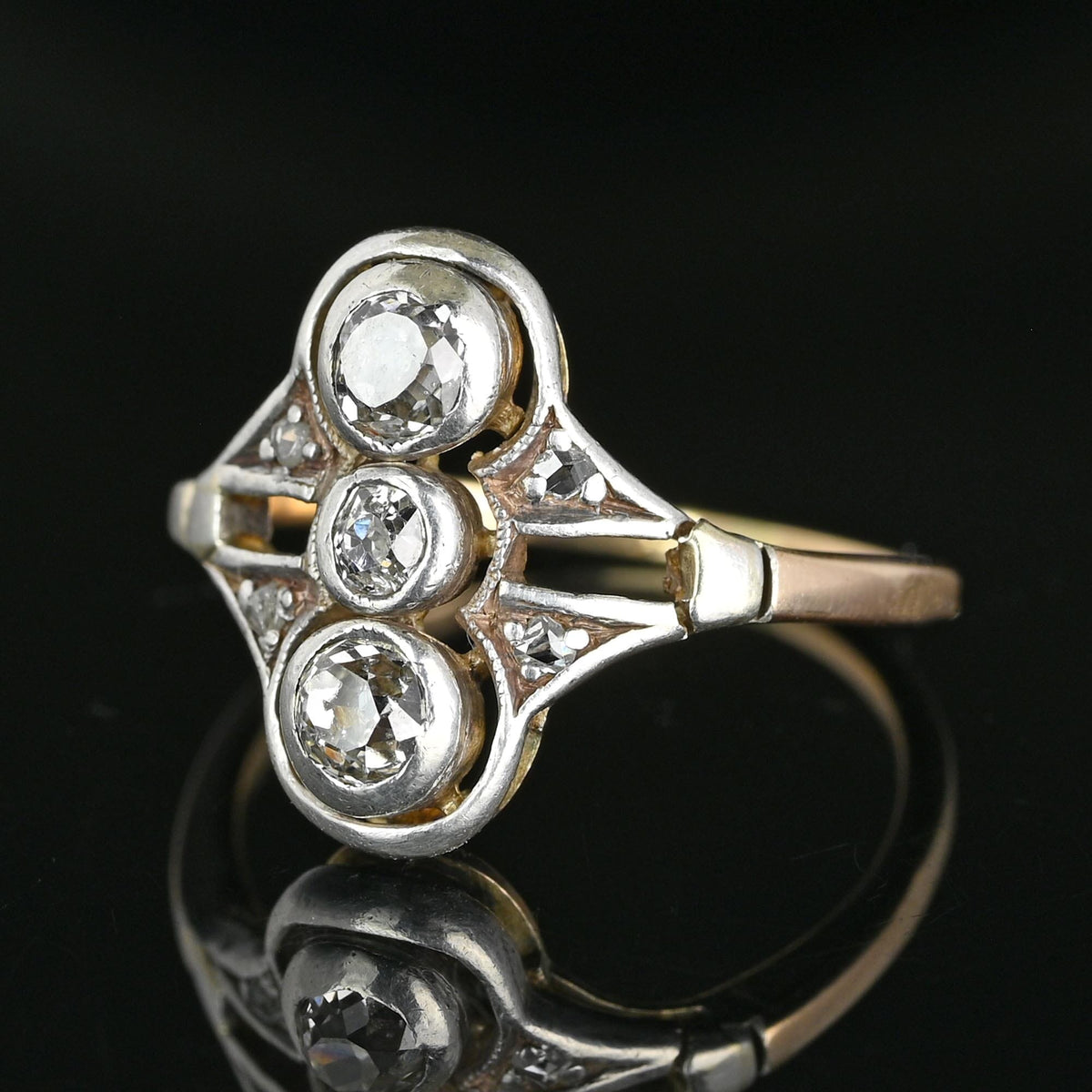 Antique Victorian Georgian Three Stone Mine Cut Diamond Ring – Boylerpf