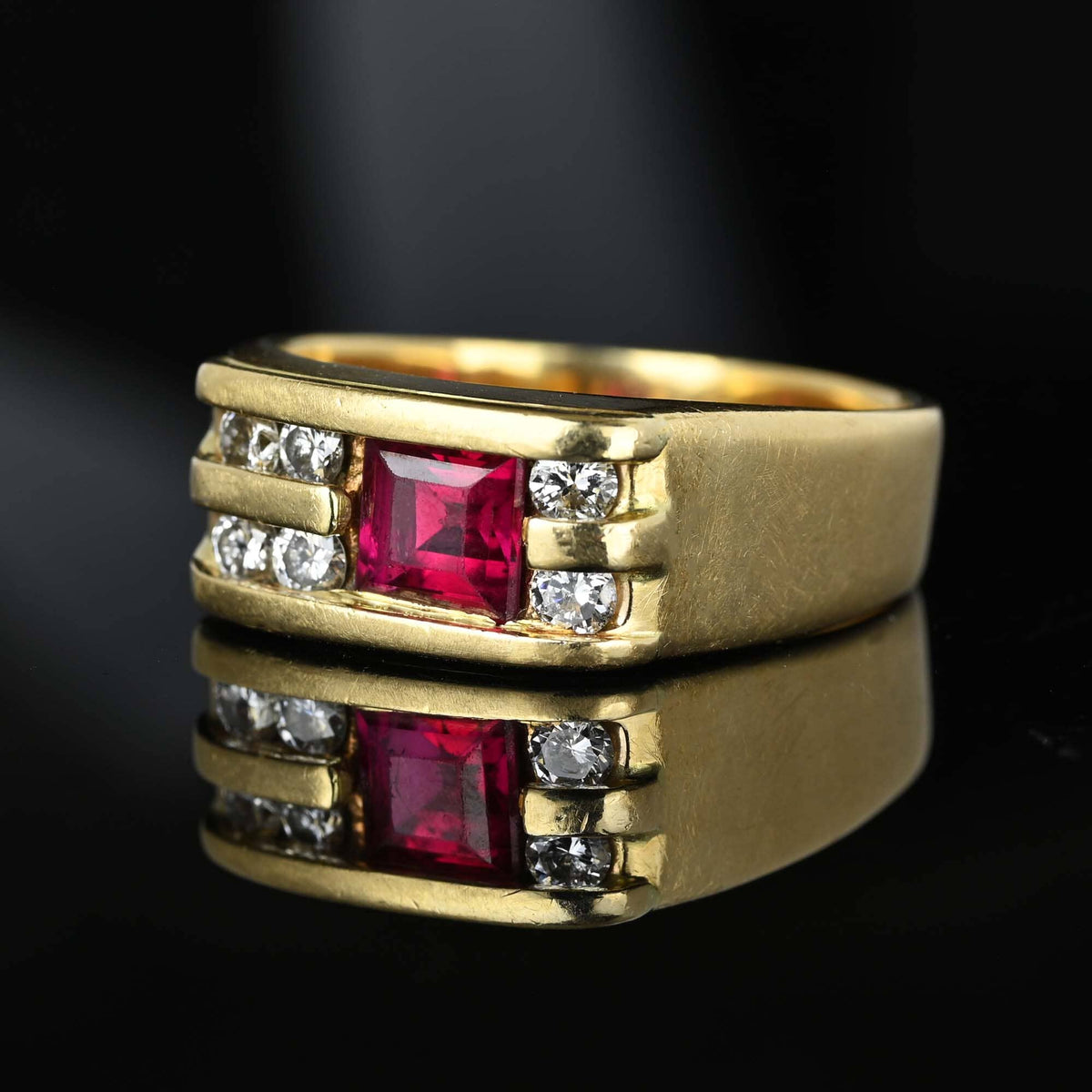 Heavy 14K Gold Mens Diamond Ruby Ring Band, Sz 10 – Boylerpf