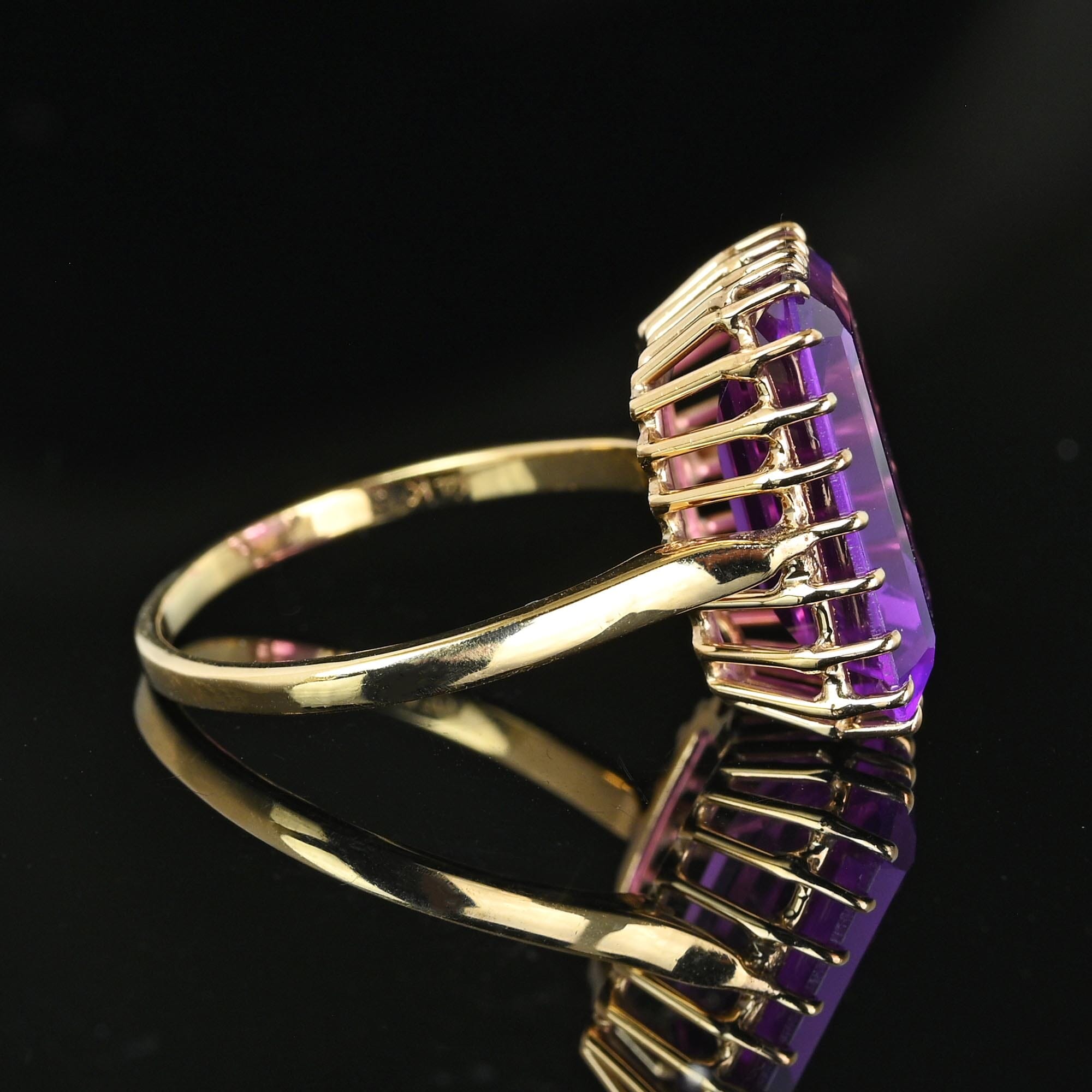 Gorgeous 14K Gold Rectangle Step Cut Purple Topaz Ring – Boylerpf