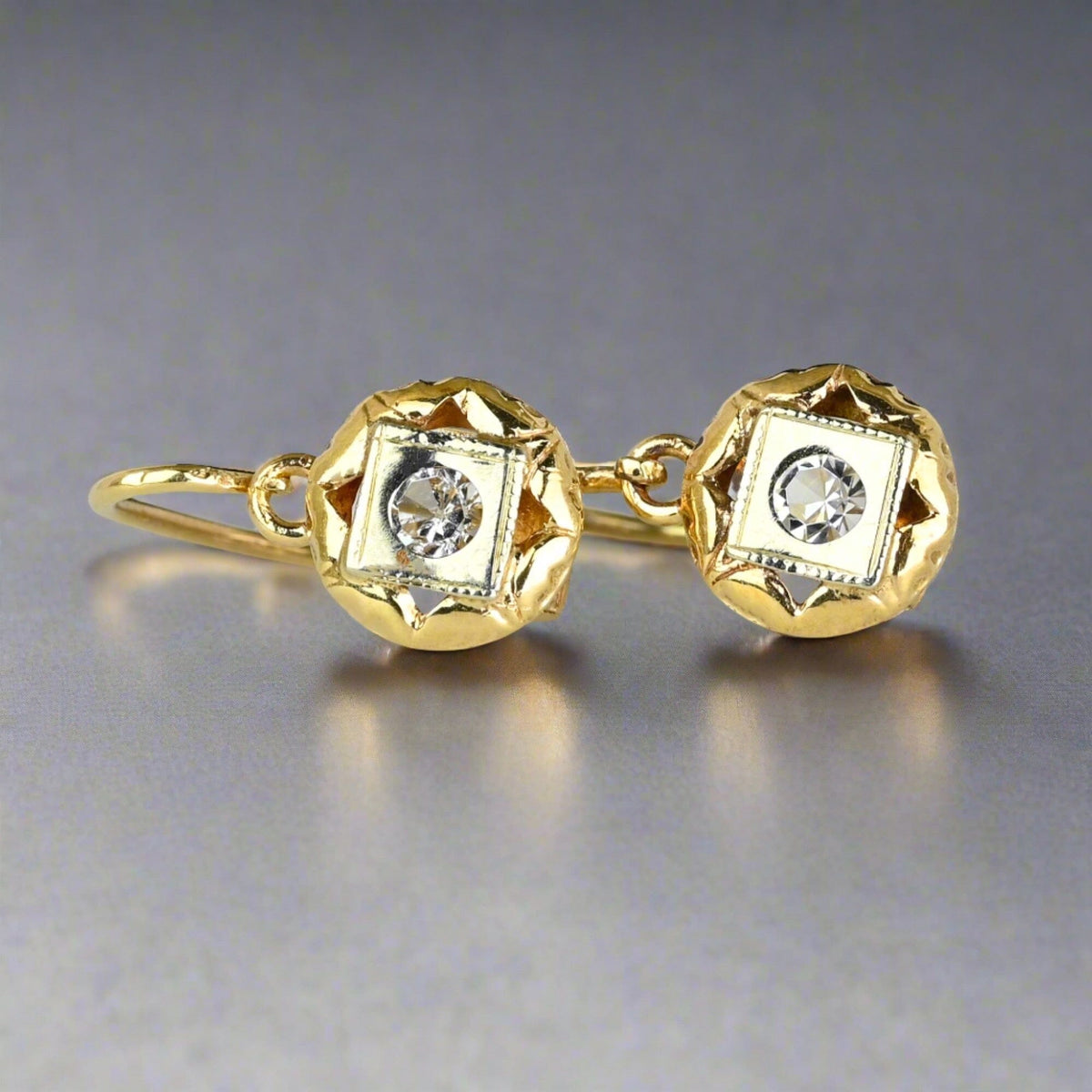 Antique French 12K Gold Dormeuse Sleeper Victorian Earrings – Vintage ...