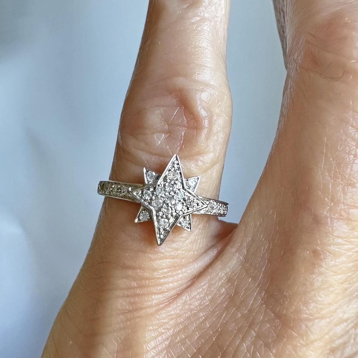 Vintage 14K White Gold Diamond Cluster Star Ring – Boylerpf