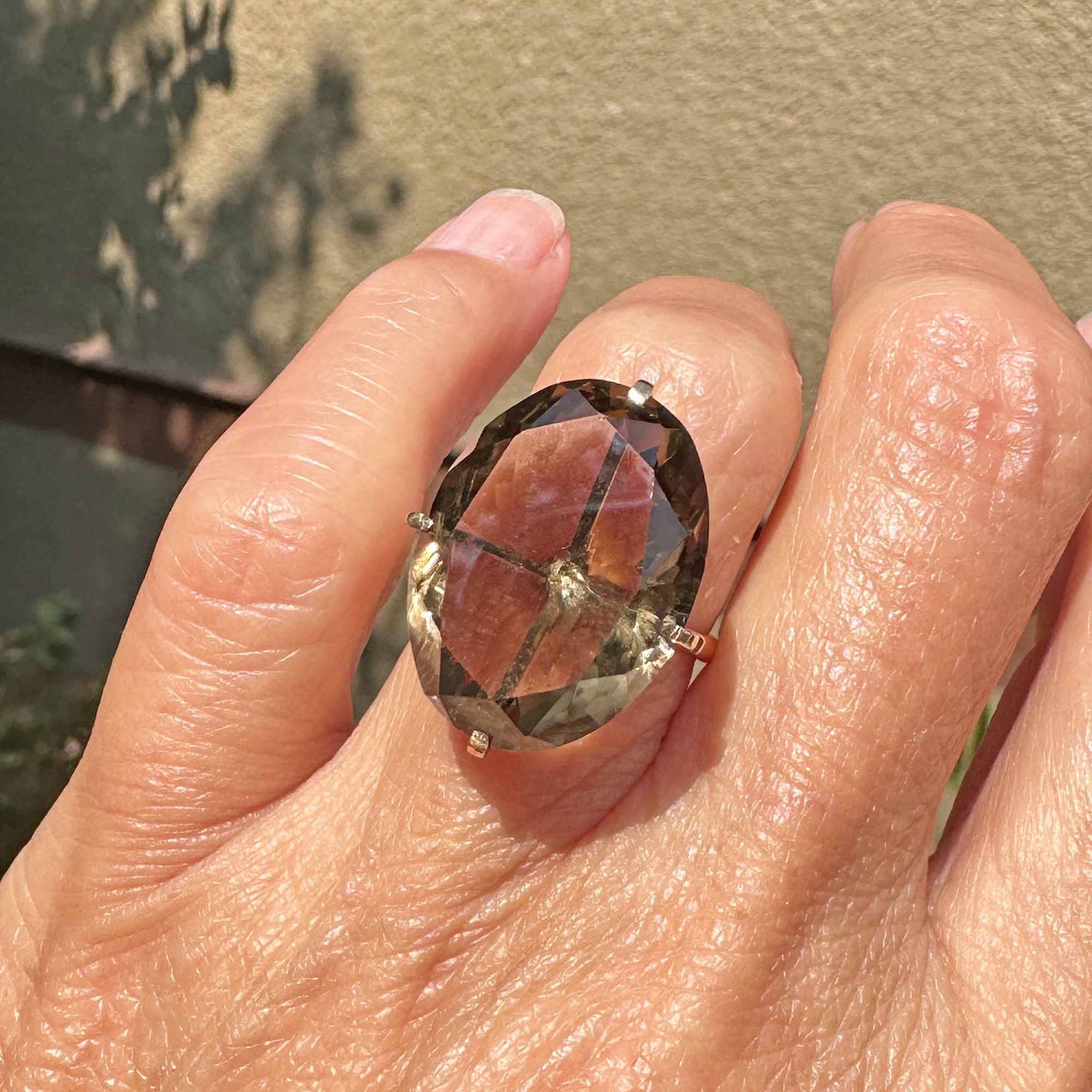 Vintage 14K Gold Smoky Quartz Ring, 10.5 CTW – Boylerpf