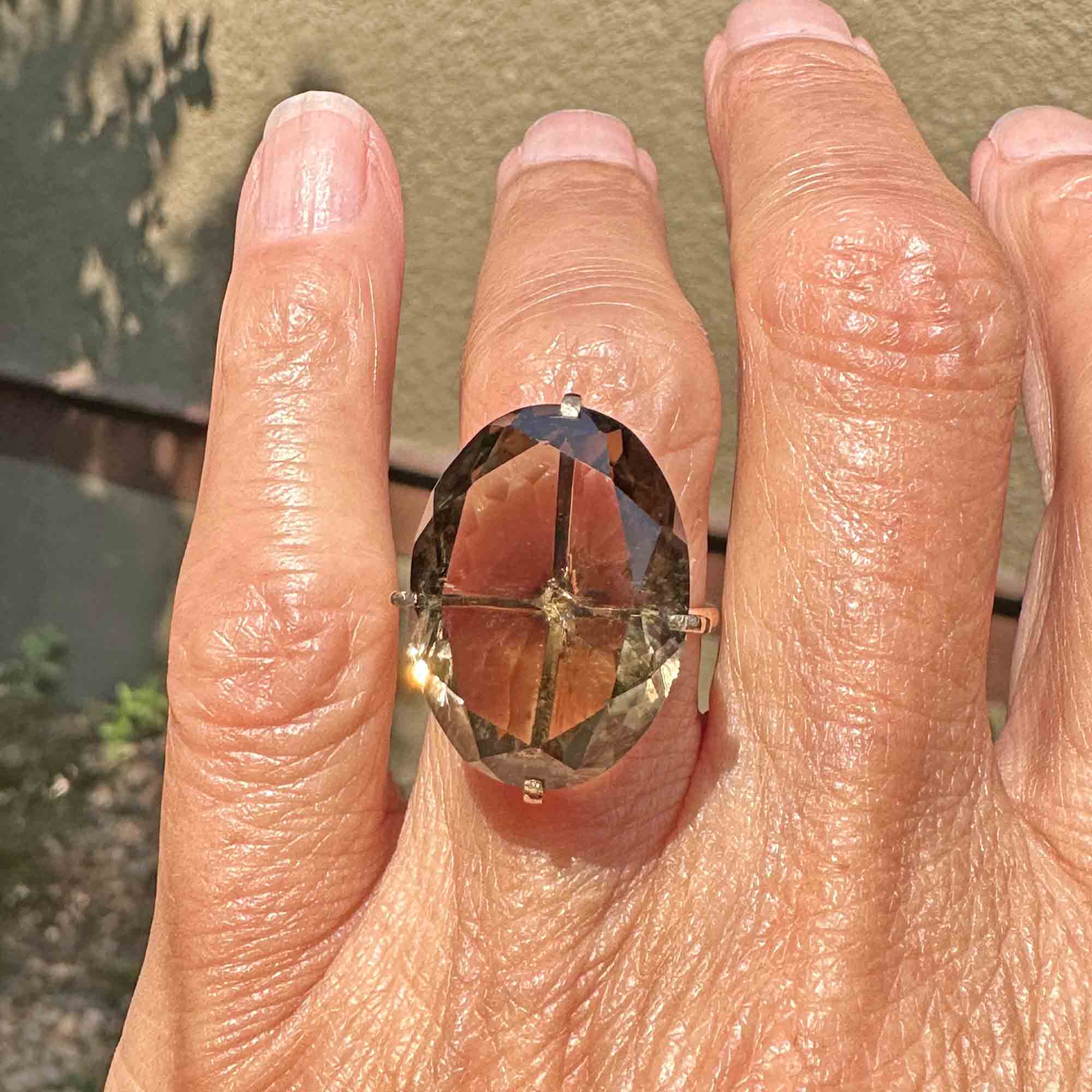 Vintage 14K Gold Smoky Quartz Ring, 10.5 CTW – Boylerpf