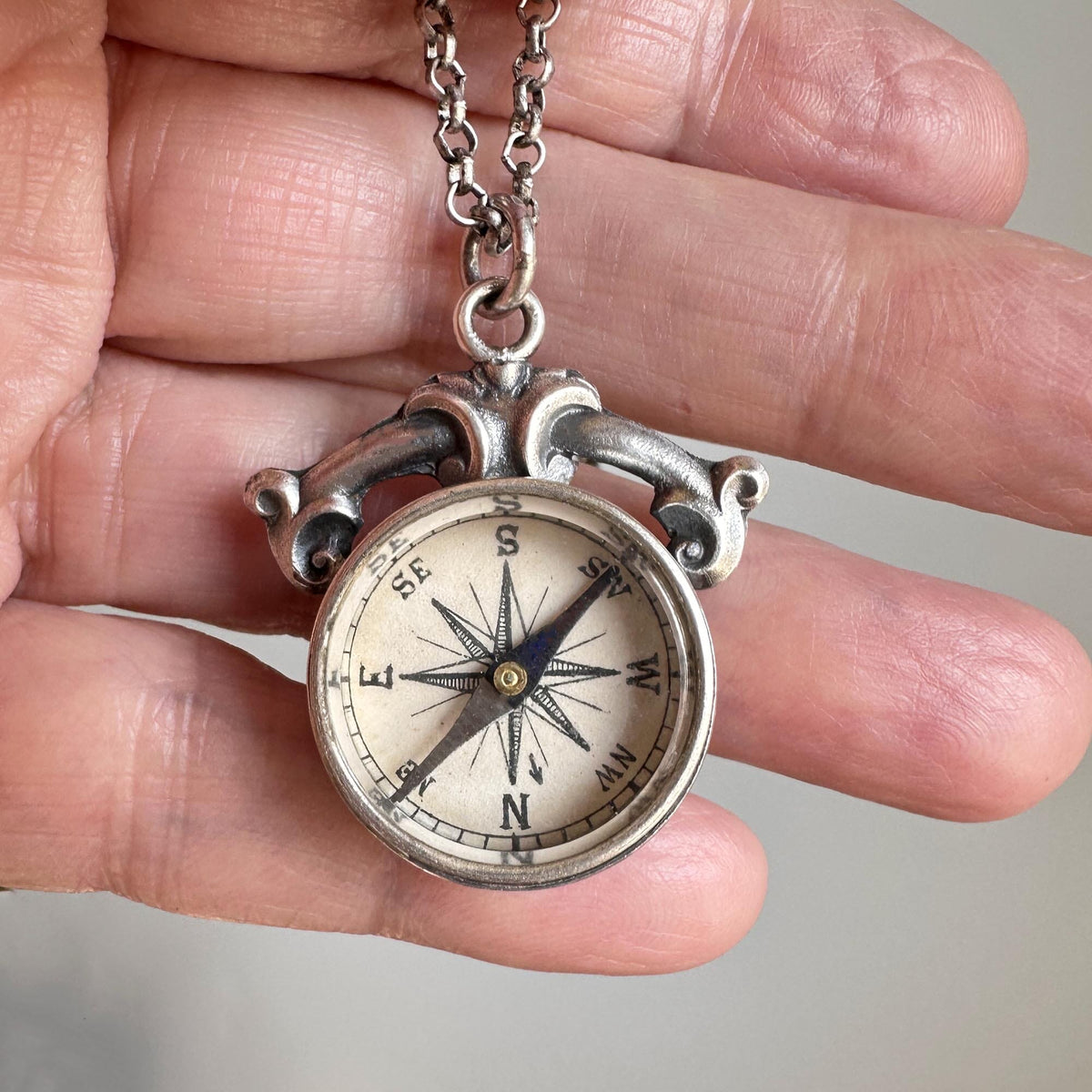 Art Nouveau Style Silver Working Compass Pendant – Boylerpf