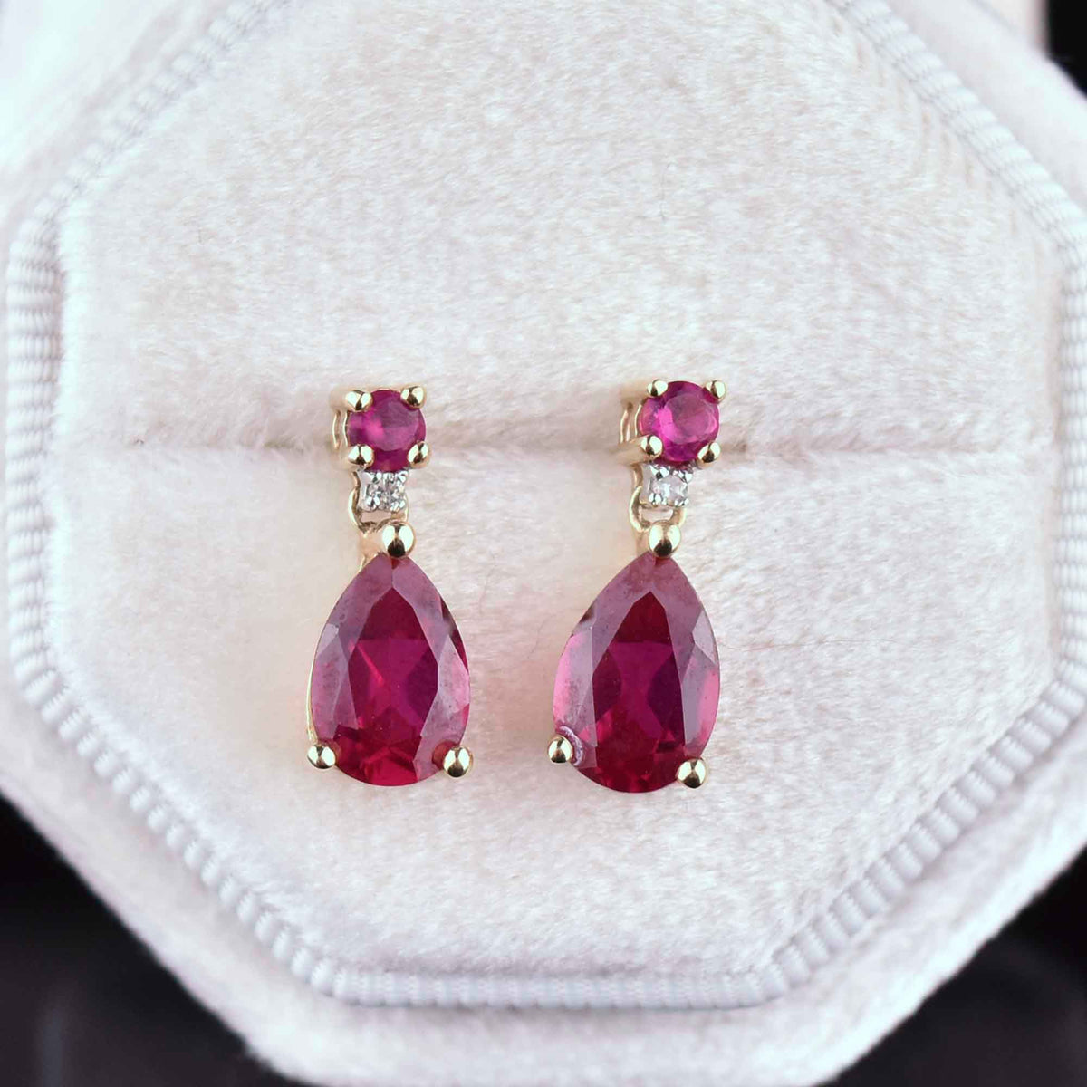 10K Gold Diamond Pear Cut Ruby Earrings – Boylerpf