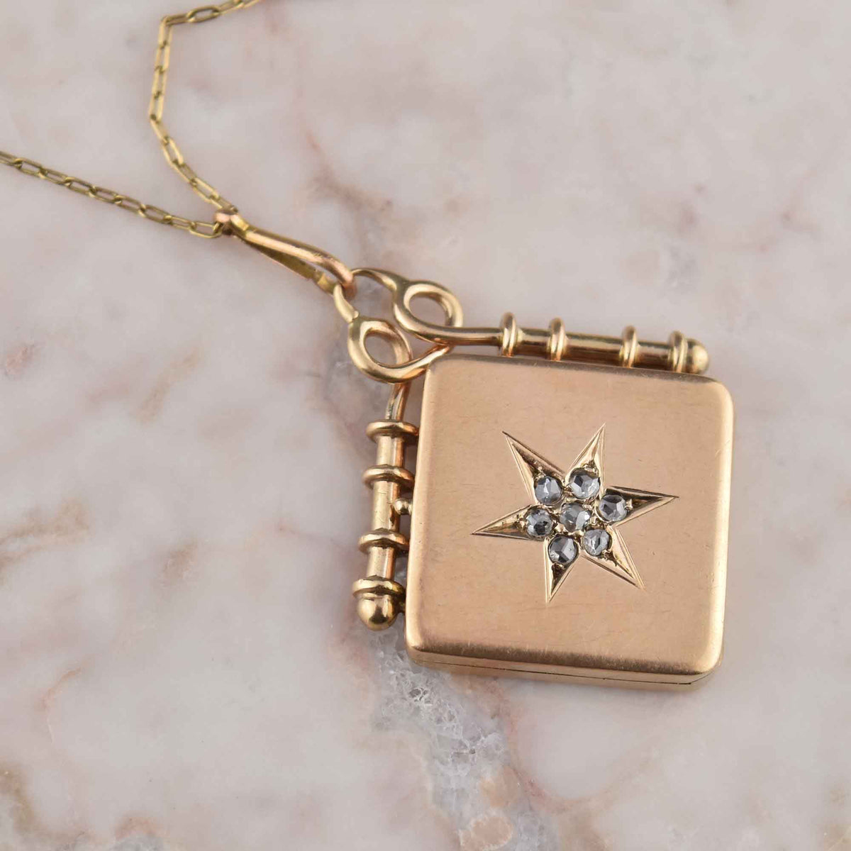 Antique Victorian 14K Gold Rose Cut Diamond Star Locket – Boylerpf