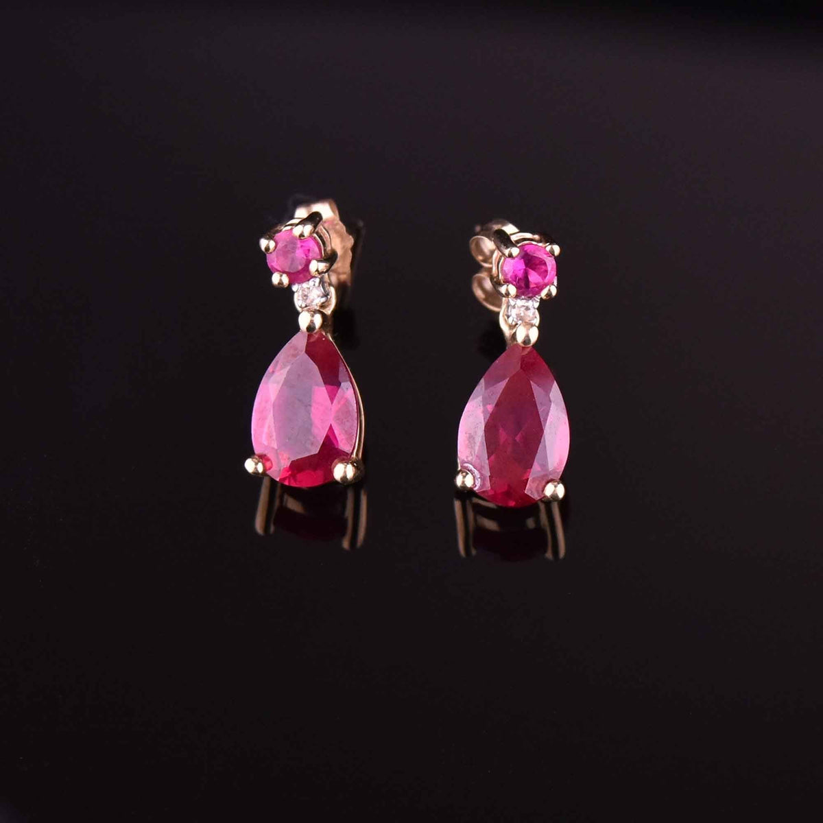 10K Gold Diamond Pear Cut Ruby Earrings – Boylerpf