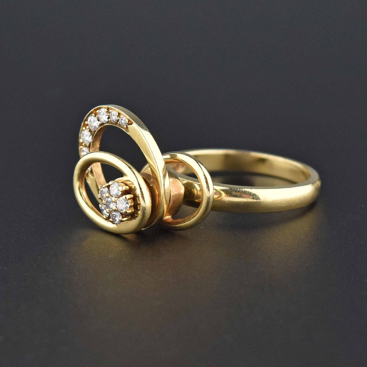 Vintage 14K Gold Three Tier Tuefel Diamond Motion Spinner Ring – Boylerpf