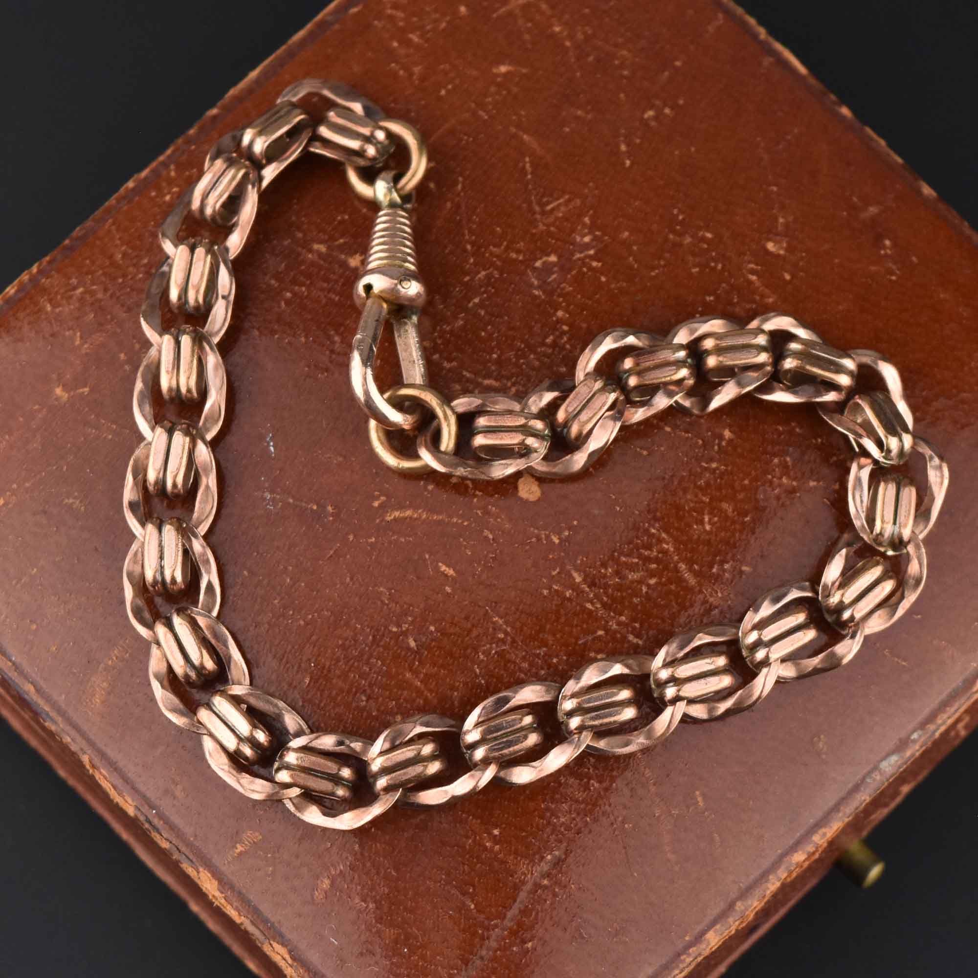 Antique Edwardian Rolled Rose Gold Watch Chain Bracelet – Boylerpf