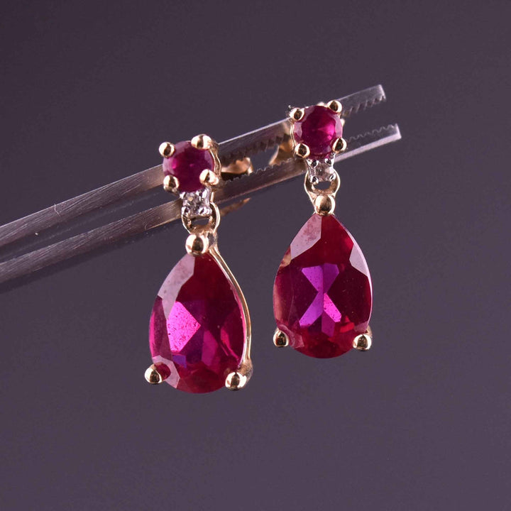 10K Gold Diamond Pear Cut Ruby Earrings – Boylerpf