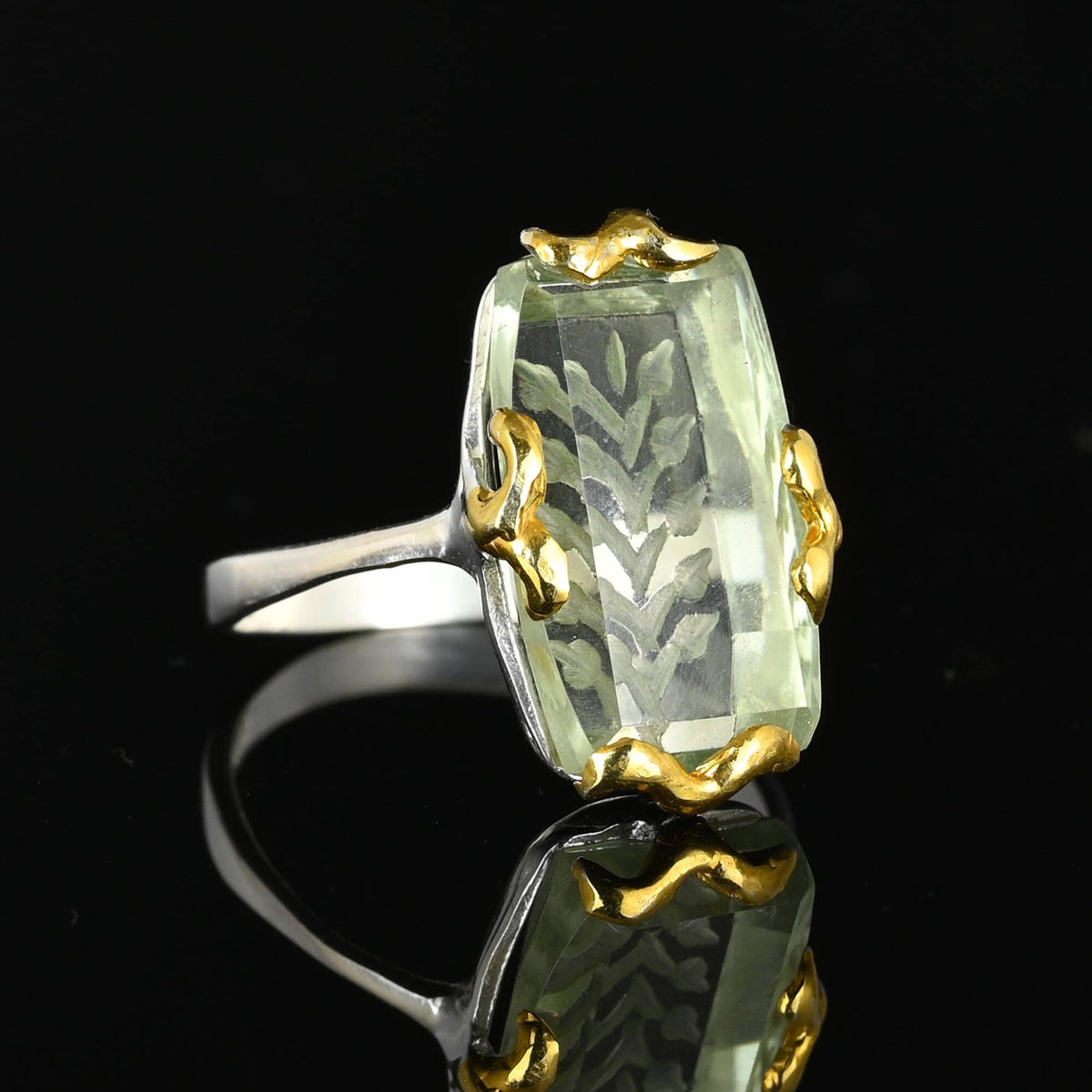 Intaglio Green Amethyst Ring in Gold Sterling Silver – Boylerpf
