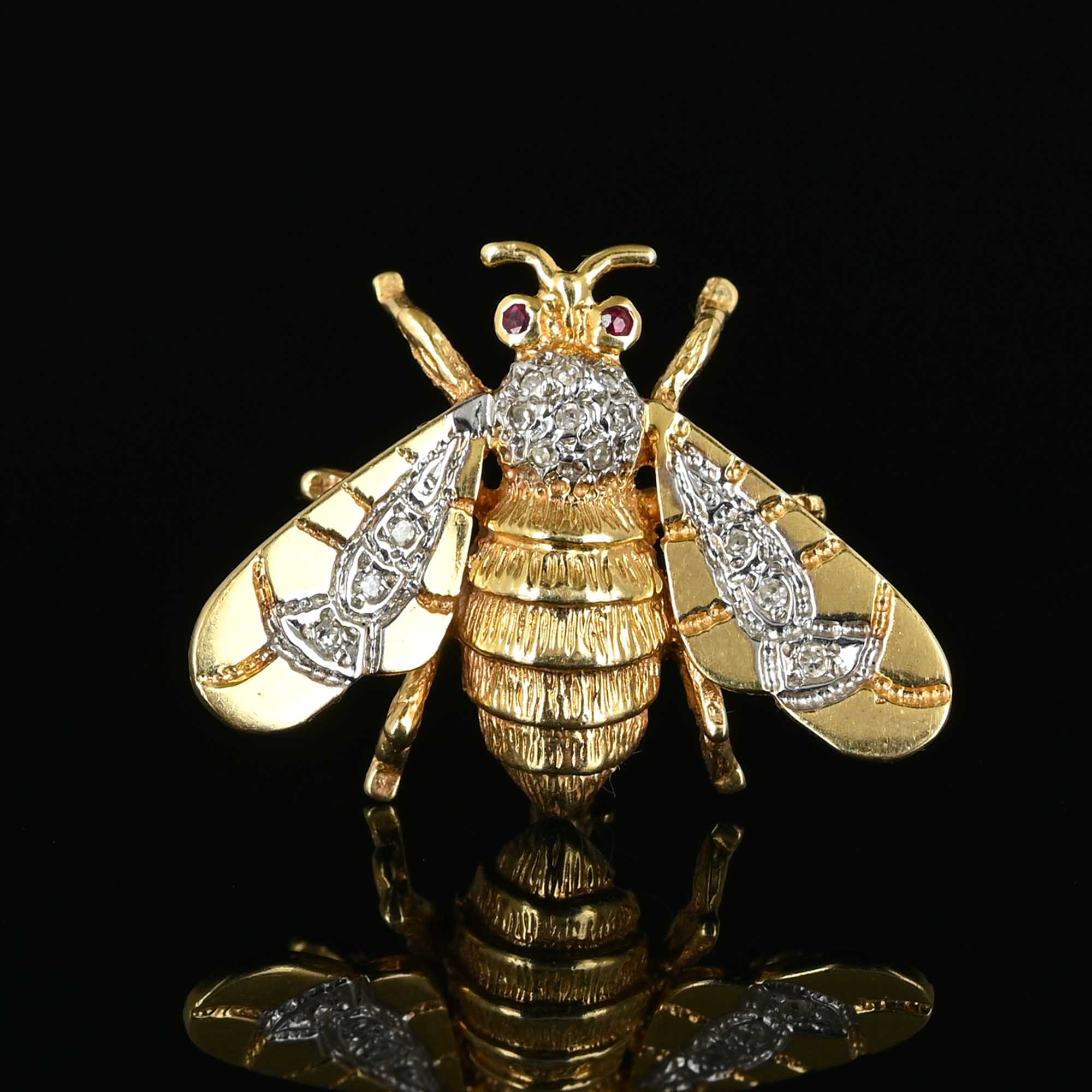 14K Gold Ruby Diamond Bumble Bee Brooch – Boylerpf