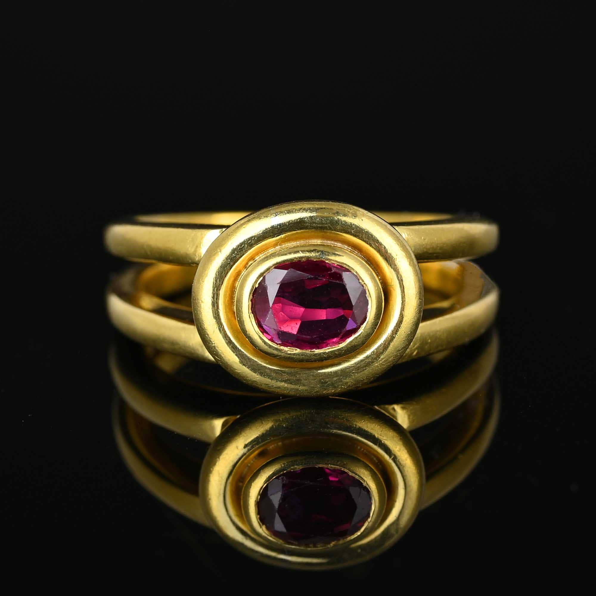 Heavy Modern 18K Gold Ruby Ring, Signet Style – Boylerpf