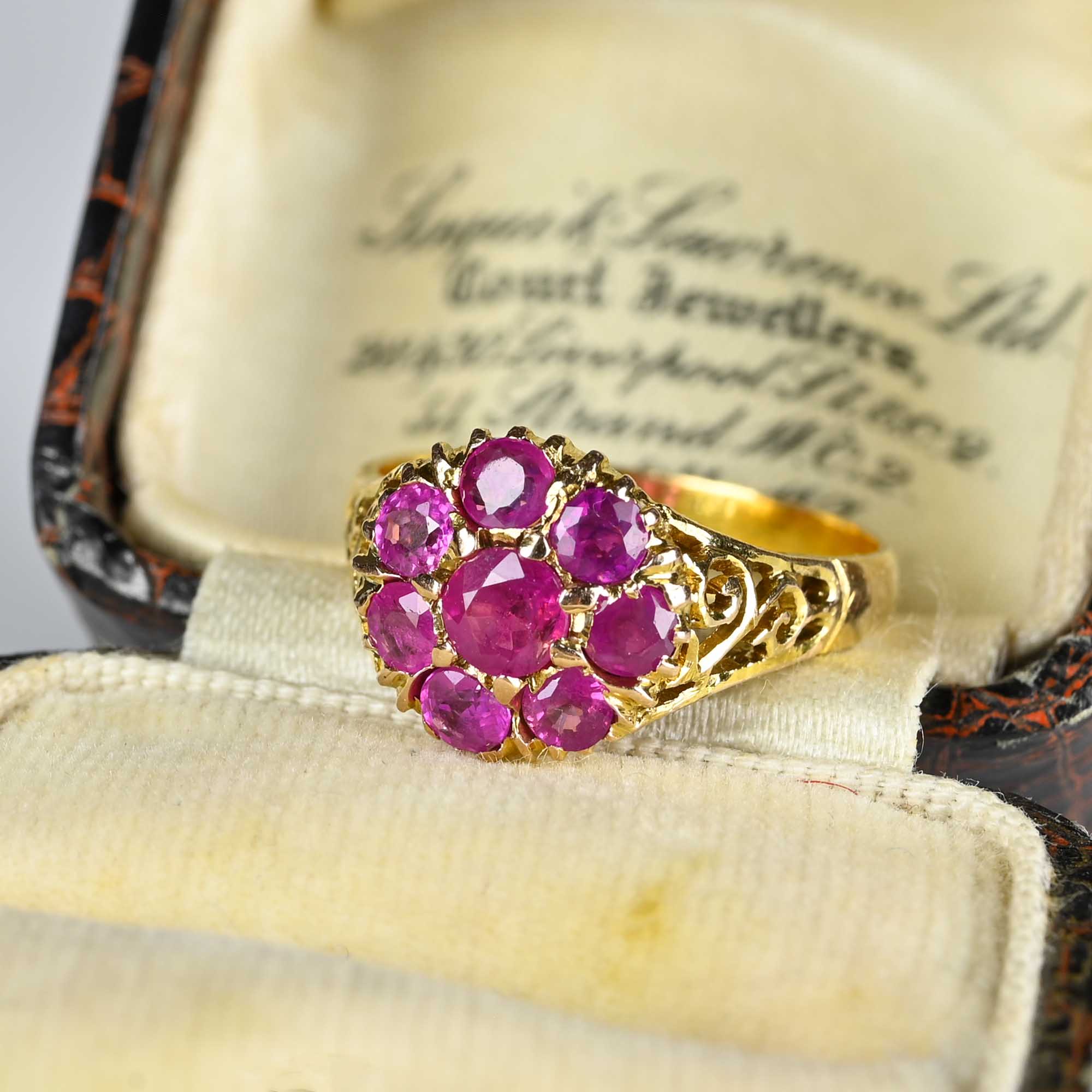 Vintage 14K Gold Filigree Ruby Cluster Ring – Boylerpf