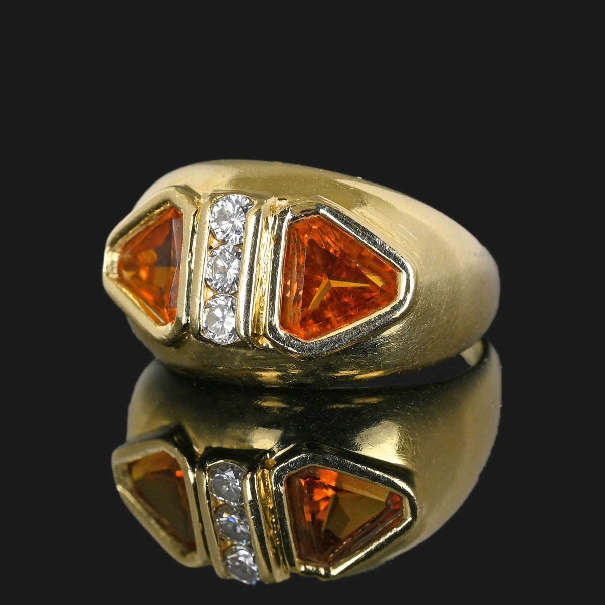Diamond Trillion Cut Citrine Owl Dome Ring in 14K Gold – Boylerpf
