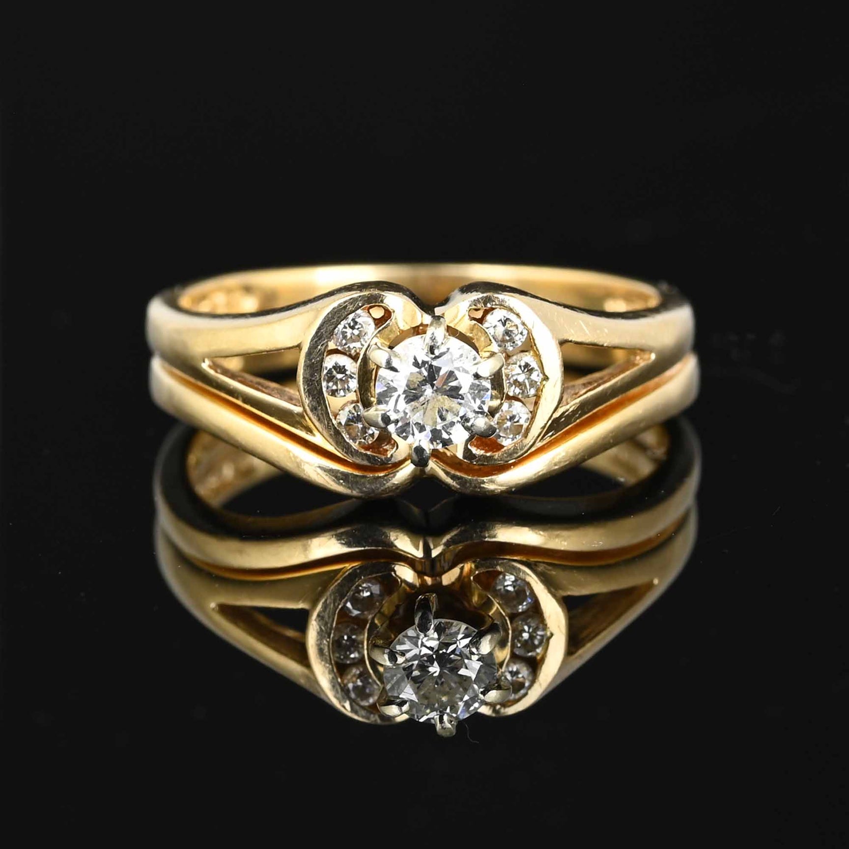 Vintage Diamond Solitaire Engagement Wedding Ring Set – Boylerpf
