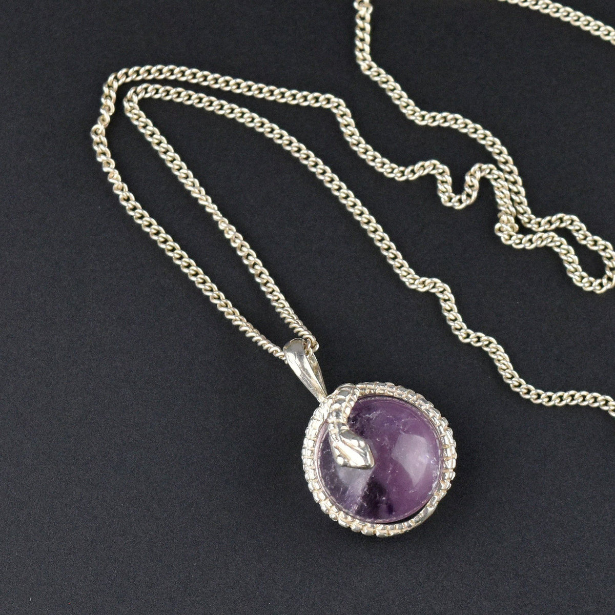 Art Deco Style Amethyst Orb Snake Pendant Necklace – Boylerpf
