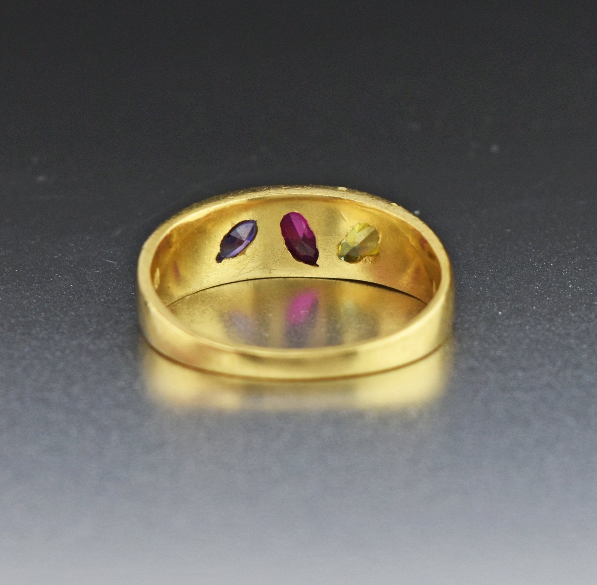 18K Gold Vintage Gemstone Band Ring Boylerpf