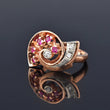 Retro 14K Rose Gold Diamond Ruby Ring, Nautilus Shell – Boylerpf