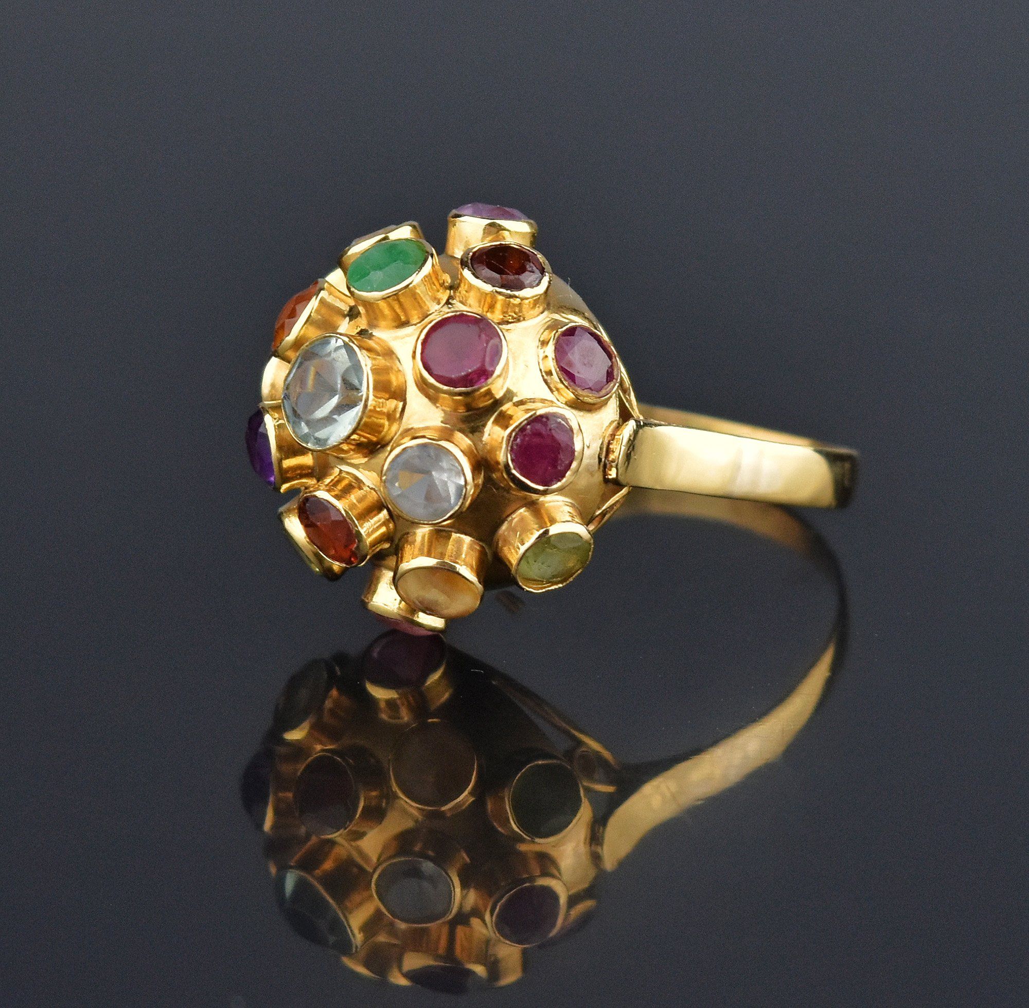 ON HOLD 18K Gold Sputnik Ring, H Stern Aquamarine Garnet Ruby Emerald ...